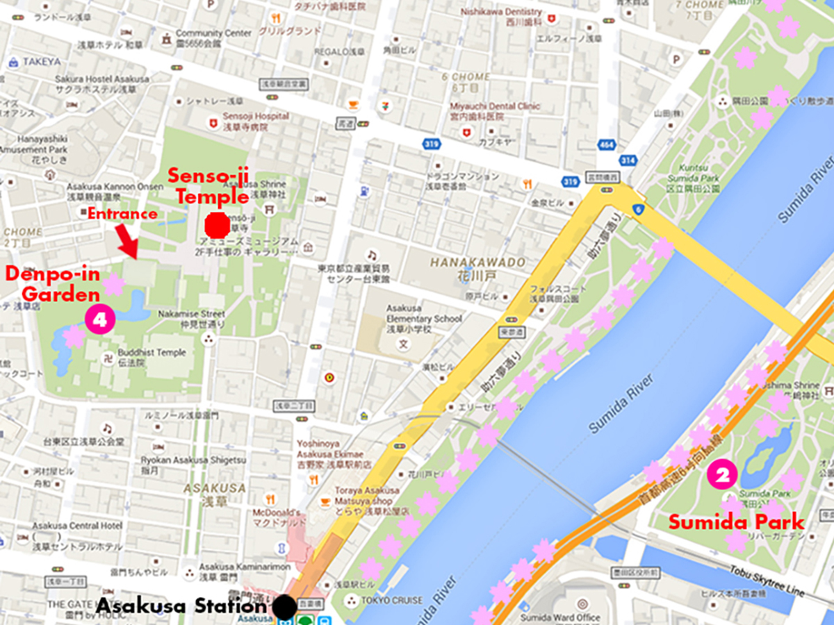 Cherry Blossom Map: Asakusa Area – Jonelle Patrick writes about Japan