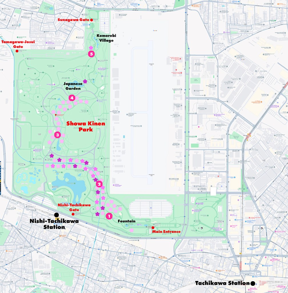 Cherry Blossom Map: Showa Kinen Park – Jonelle Patrick writes about Japan